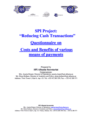Fillable Online spi-albania 03 SPI AlbaniaProject Reducing cash transactionssurveyCosts Benefits ...