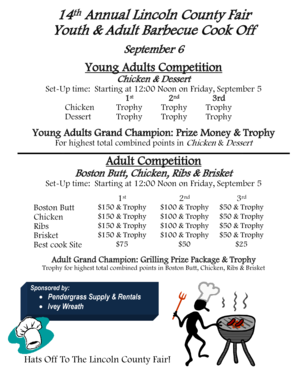 Fillable Online Barbecue Cook-off Rules & Entry Form - Lincoln County ...