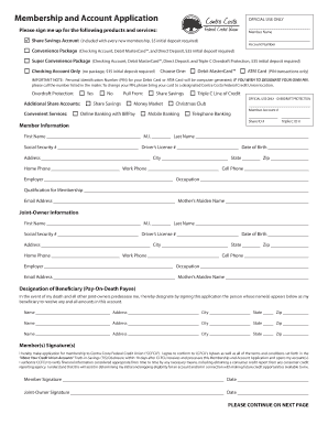 Fillable Online contracostafcu Membership and Account Application ...