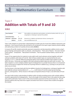 Fillable Online Topic F Addition with Totals of 9 and 10 Fax Email ...
