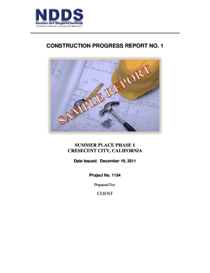Fillable Online CONSTRUCTION PROGRESS REPORT NO Fax Email Print - pdfFiller