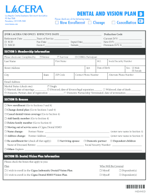 Fillable Online Dental-Vision Enrollment, Change,or Cancelation Form ...