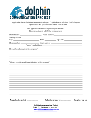 Fillable Online Dolphin Communication Project This application must be ...