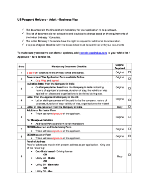 Fillable Online Business Visa Checklist Form - Travel the World Visas ...