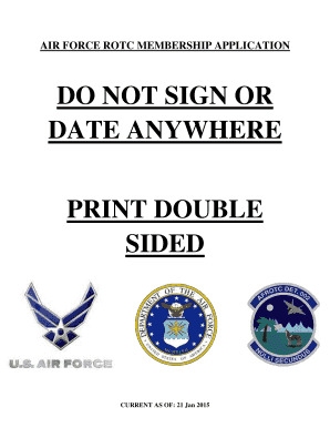 Fillable Online afrotc csusb AIR FORCE ROTC MEMBERSHIP APPLICATION Fax Email Print - pdfFiller