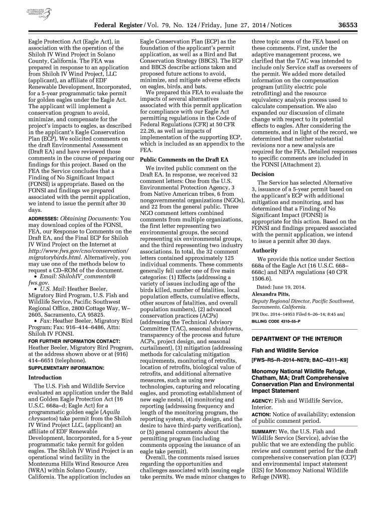 Fillable Online fws Eagle Protection Act (Eagle Act), in - fws Fax ...
