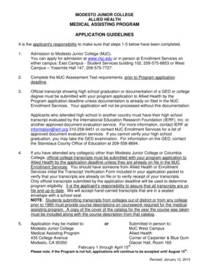 Fillable Online mjc Medical Assisting Program Application - Modesto ...