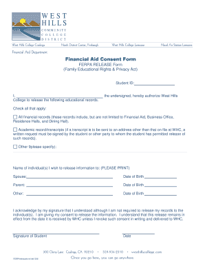 Fillable Online Financial Aid Consent Form - West Hills Community ...