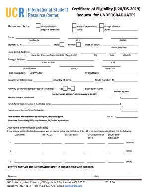 Fillable Online internationalcenter ucr Certificate of Eligibility (I ...