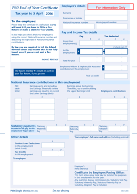 Fillable Online P60 (2006) - End of Year Certificate - Podatekangielski ...