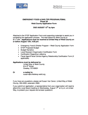Fillable Online EMERGENCY FOOD & SHELTER PROGRAM (FEMA) Fax Email Print ...