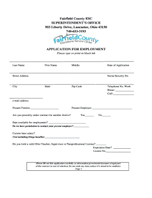 Fillable Online faircoesc Application for Employment - Fairfield County ...