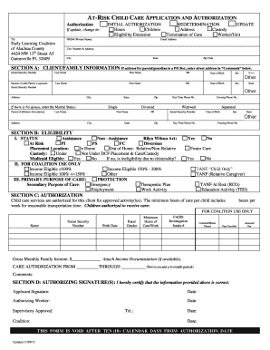 Fillable Online Child Care Application and Authorization Fax Email ...