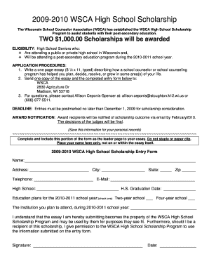 Fillable Online High School Scholarship Application.doc Fax Email Print - pdfFiller
