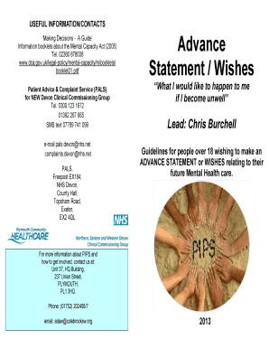 Fillable Online colebrooksw Advance Statement / Wishes - Colebrook ...