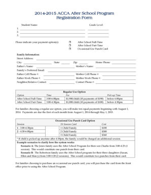 Fillable Online accak12 After School Program form - accak12 Fax Email ...