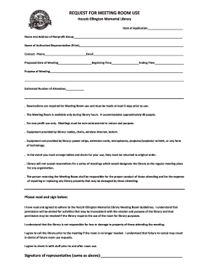 Fillable Online REQUEST FOR MEETING ROOM USE Fax Email Print - pdfFiller