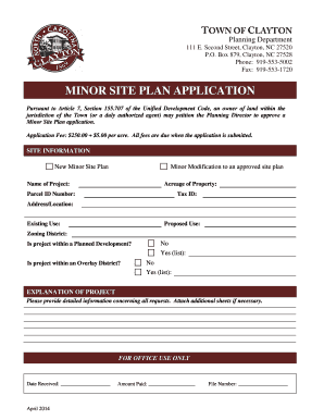 Fillable Online MINOR SITE PLAN APPLICATION Fax Email Print - pdfFiller