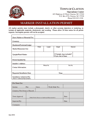 Fillable Online MARKER INSTALLATION PERMIT Fax Email Print - pdfFiller
