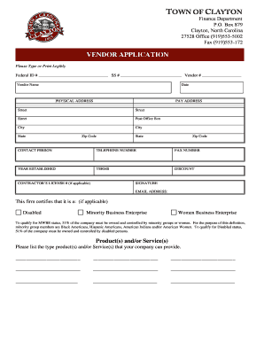 Fillable Online NEW VENDOR PACKAGE Fax Email Print - pdfFiller