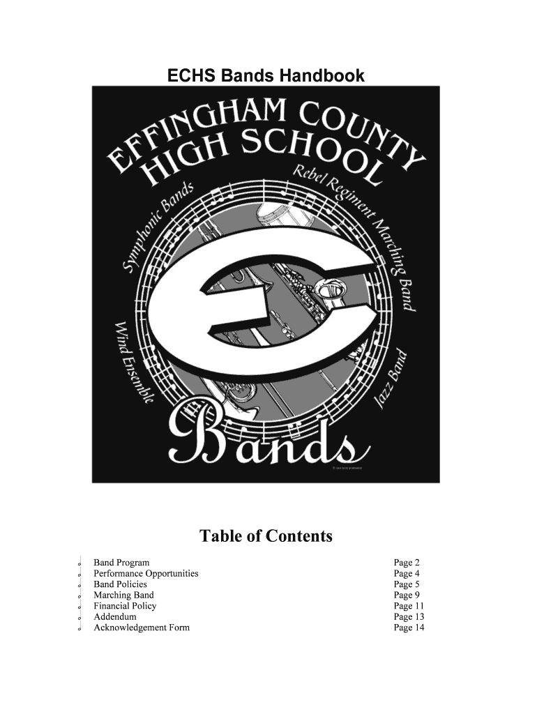 Fillable Online echsbands ECHS Band Handbook - ECHS Bands - echsbands ...