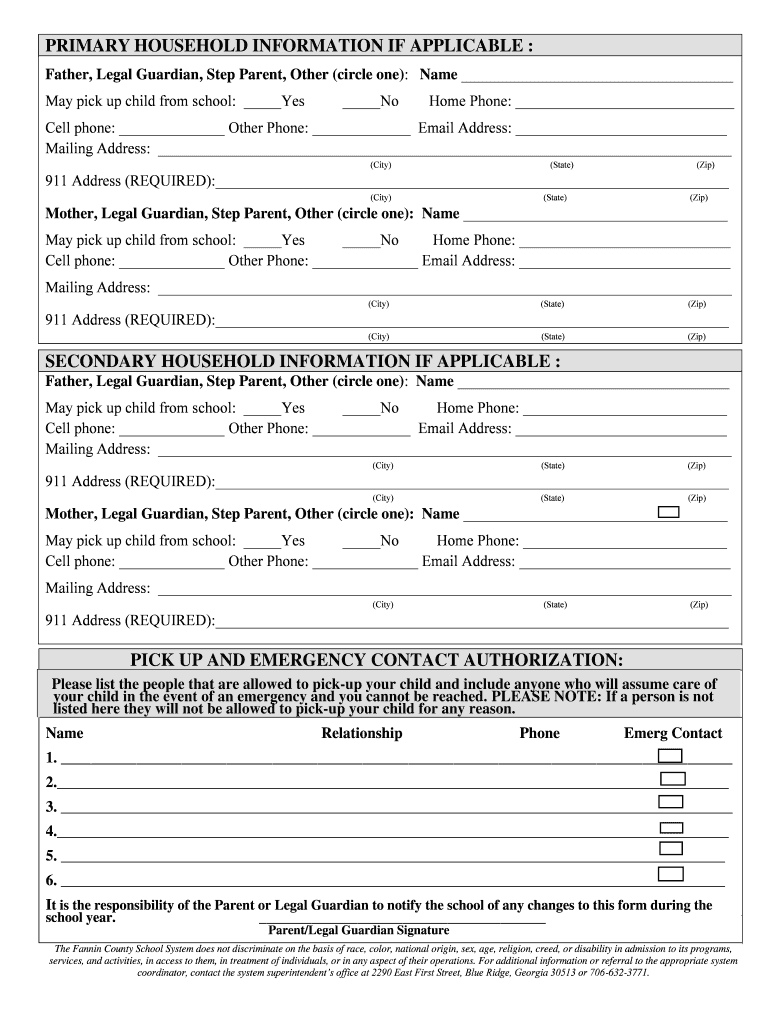 Fillable Online images pcmac Fannin county school system student enrollment form Fax Email Print ...
