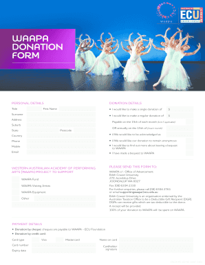 Fillable Online waapa ecu edu WAAPA DONATION FORM - waapa ecu edu Fax Email Print - pdfFiller