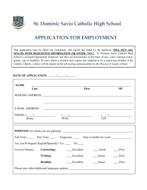 Fillable Online csdatx Application for employment - Diocese of Austin Catholic Schools Fax Email ...