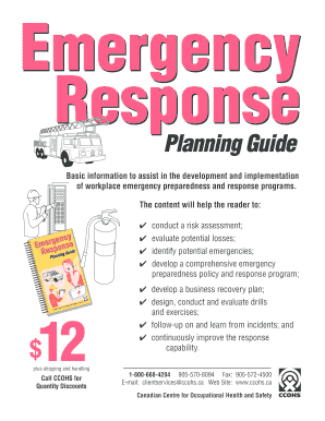 Fillable Online ccohs Emergency Response Planning Guide - Flyer/Order ...