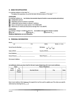 Fillable Online murraystate BCHANGEb IN RESIDENCY STATUS AFFIDAVIT ...