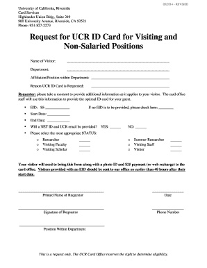Fillable Online ucrcard ucr Request for UCR ID Card for Visiting and ...