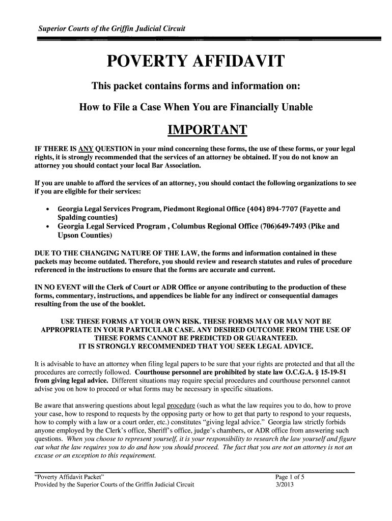 Fillable Online Poverty Affidavit Packetdocx Fax Email Print - pdfFiller