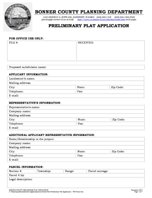 Fillable Online Preliminary Plat Application - PDF Form Fax Email Print ...