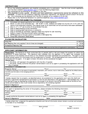 Fillable Online leandertx Amended Plat Application and Checklist 11.24. ...