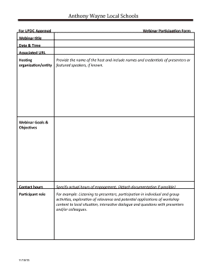 Fillable Online anthonywayneschools For LPDC Approval Fax Email Print - pdfFiller