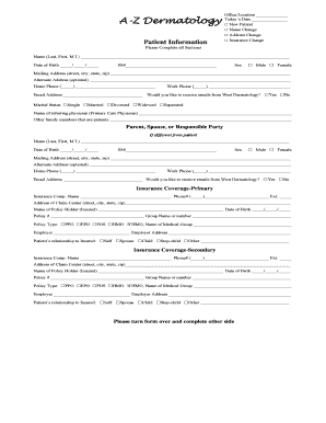Fillable Online A-Z Dermatology Fax Email Print - pdfFiller