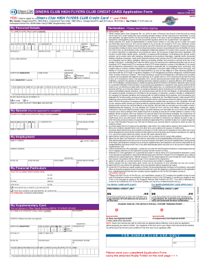 Fillable Online Diners Club HIGH FLYERS CLUB Credit Card WHFA Yes 1st ...