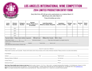 Fillable Online 2014 LIMITED PRODUCTION ENTRY FORM Fax Email Print ...