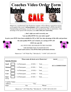 Fillable Online Saturday Video Order Form Fax Email Print - pdfFiller