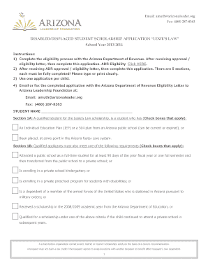 Fillable Online DISABLED/DISPLACED STUDENT SCHOLARSHIP APPLICATION ...