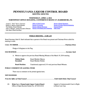 Fillable Online April 2 - Pennsylvania Liquor Control Board Fax Email ...