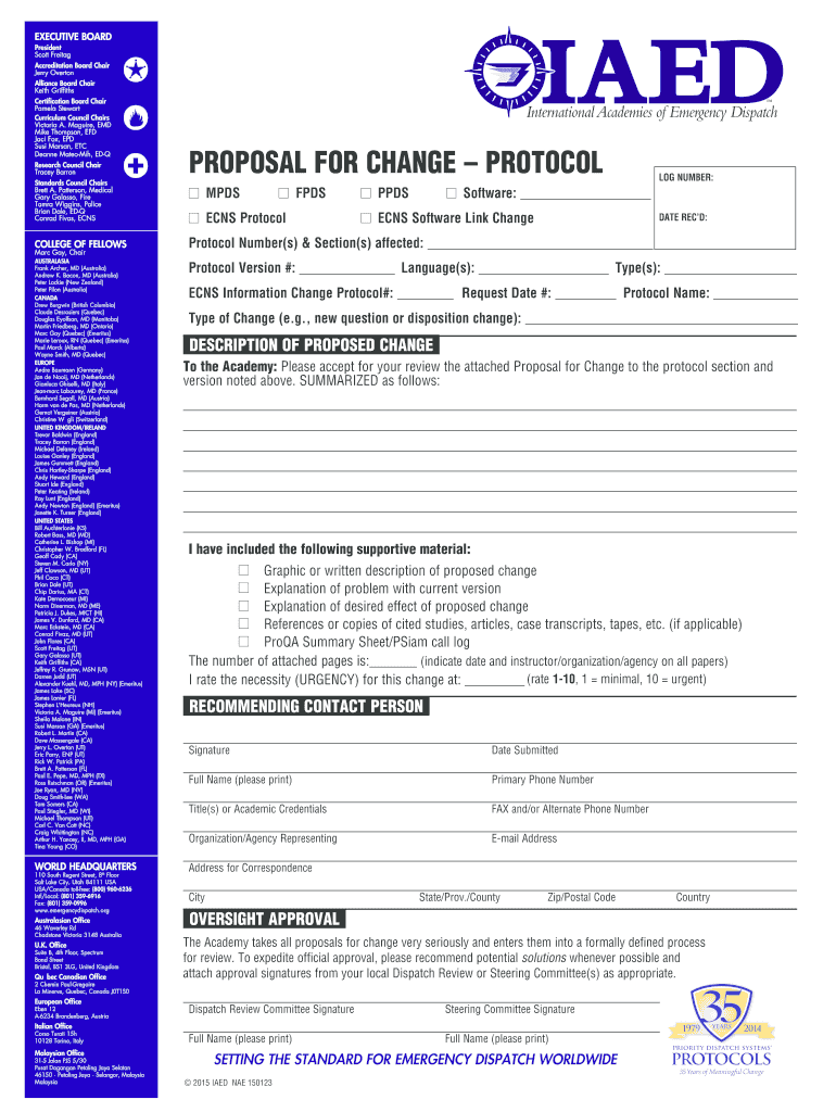 Fillable Online emergencydispatch Protocol Change - National Academies ...