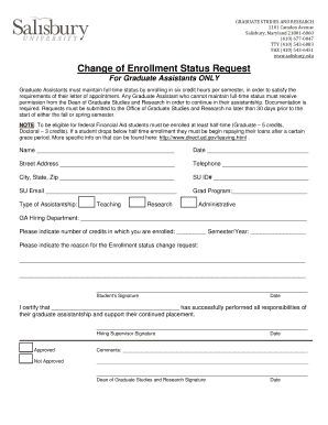 Fillable Online salisbury GA Enrollment Change Request Fax Email Print - pdfFiller