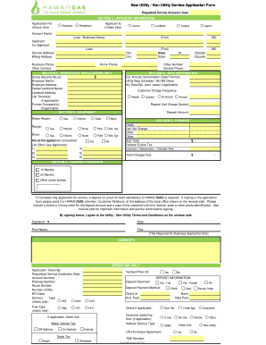 Fillable Online New Utility / Non Utility Service Application Form Fax ...