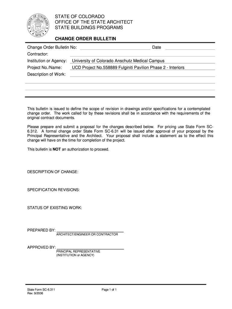 Fillable Online STATE OF COLORADO STATE BUILDINGS PROGRAMS Fax Email ...