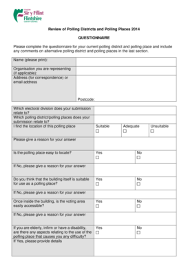 Fillable Online Polling-Place-Review-Questionnaire-2014 - Flintshire ...