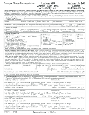 Fillable Online Anthem - Employee Change - KBA Benefit Solutions Fax ...