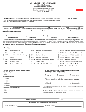 Fillable Online www3 wku APPLICATION FOR GRADUATION Office of the ...