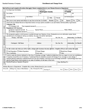 Fillable Online co washington or Standard Insurance Company ...