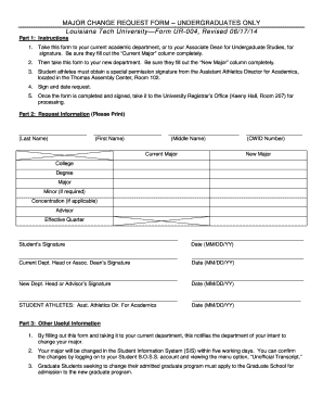 Fillable Online latech Major Change Form - Louisiana Tech University ...